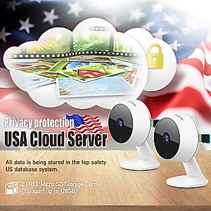 LaView Home Security Camera HD 1080P(2 Pack) Motion Detection,Include 2 SD Cards,Two-Way Audio,Night Vision,WiFi Indoor Surveillance Wired for Baby/pet,Alexa and Google,Cloud Service (US Server)