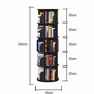 INTEXCA & DESIGN 5 Tier 360° Rotating Stackable Shelves Bookshelf Organizer (Black), White, RotatingBookshelf_5Tier_White