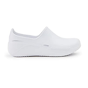 Anywear Streak Step-in Nurse Shoes for Women and Men, Oil- and Slip-Resistant EVA Kitchen Shoes, Work Shoes, 8, White