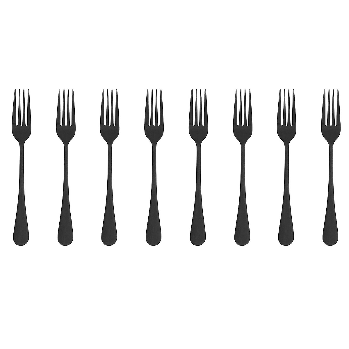 puzhlerMatte black 8-piece 304 Stainless Steel Salad Forks Dessert Forks Set, Dishwasher Safe, 6.7 Inches