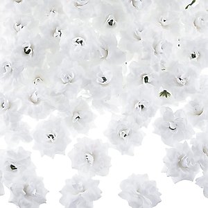 Syhood 100 Pieces Artificial Roses Head Fake Silk Rose Head DIY Fake Roses Heads for Wedding Flower Wall DIY Crafts Bouquet Decoration (White)