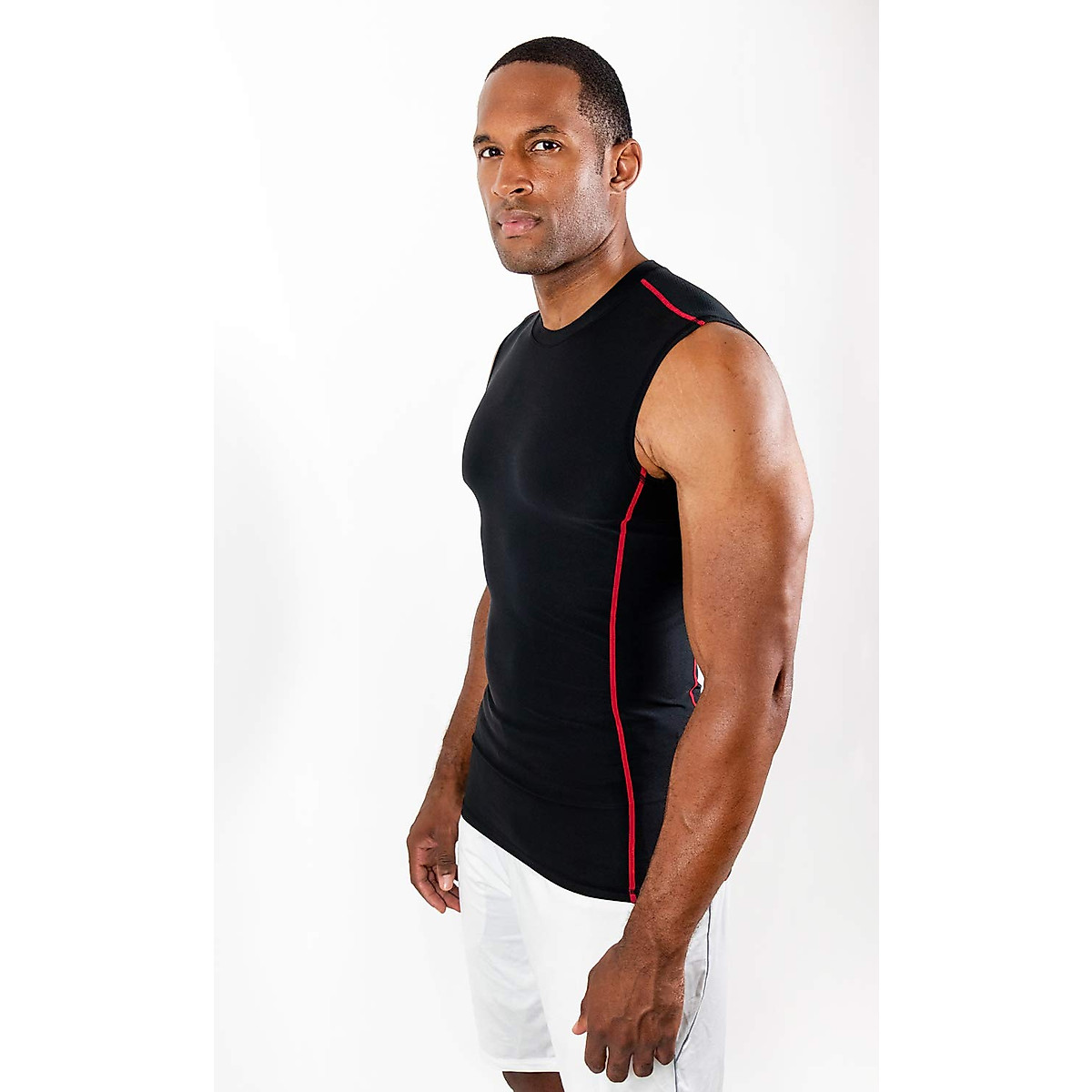 DEVOPS 3 Pack Men's Athletic Compression Mesh Sleeveless Shirts (2X-Large, Black/Black/Black)