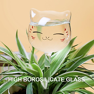 KiKiHeim Plant Watering Globes Glass Self Watering Globes, Hand Blown Clear Plant Watering Devices for Vacation, Water Bulbs Gifts for Plant Lovers, 3 Cats