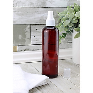 Cornucopia 8oz Amber Brown PLASTIC Spray Bottles with White Fine Mist Atomizers (6-Pack); Brown Plastic Spritzer Bottles