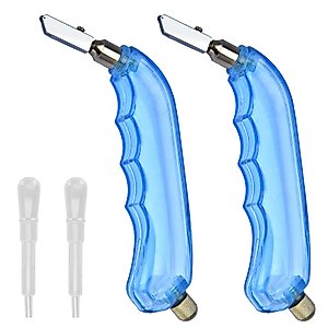 Comfylichi Pistol Grip Oil Feed Glass Cutter 2 Pack - Professional Glass Cutting Tool with Tungsten Cutter Heads and Oil Dripper, for 1-6mm Thick Stained Glass and Mirrors