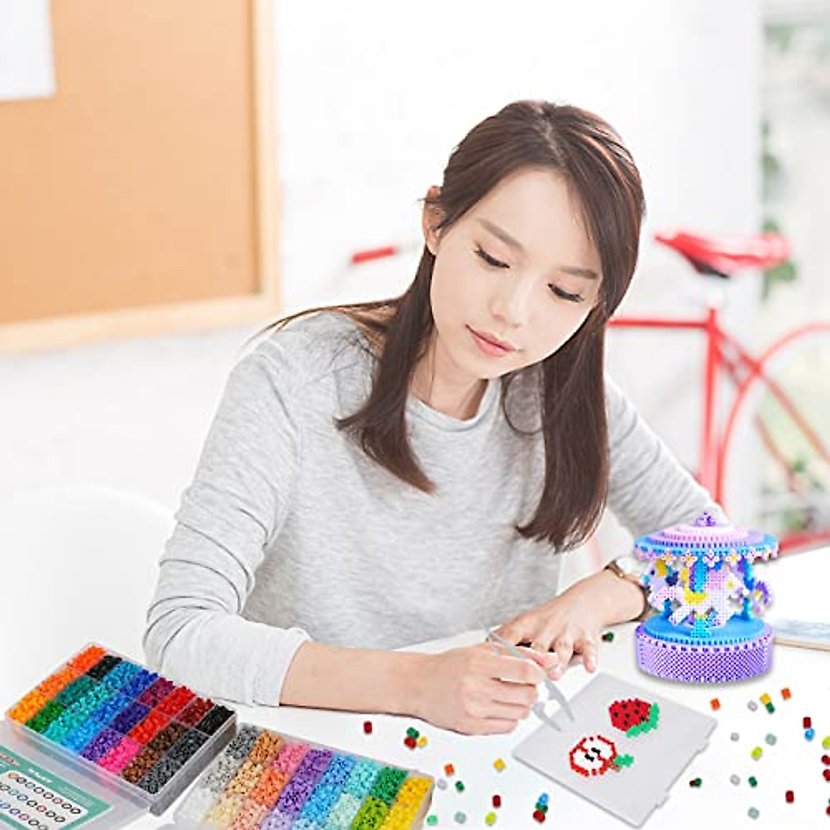 Artkal Fuse Beads 9,600 48 Colors Fusion Beads 5mm Melting Beads Sorted Beads 2 Boxes