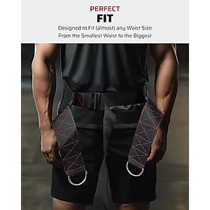 THEFITGUY Sled Pulling Belt, Adjustable Closure, 2 Sled Pulling Straps & 4 Hooks Included - for Resistance Training, Strength Training, Agility, Pulling Backwards, Front and Sides