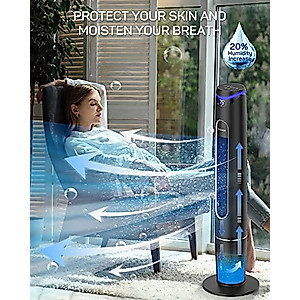 Evaporative Air Cooler, 46" Swamp Cooler with Remote, 3-IN-1 Cooling Fan, Night light, Oscillating, Humidifying, 3 Modes, 3 Speeds, 8H Timer, 2 Ice Packs, Portable Air Cooler for Home Office Bedroom …