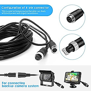 EKYLIN 32FT 10M Car Video 4-Pin Aviation Extension Cable for CCTV Rearview Camera Truck Trailer Camper Bus Vehicle Backup Monitor System Waterproof Shockproof