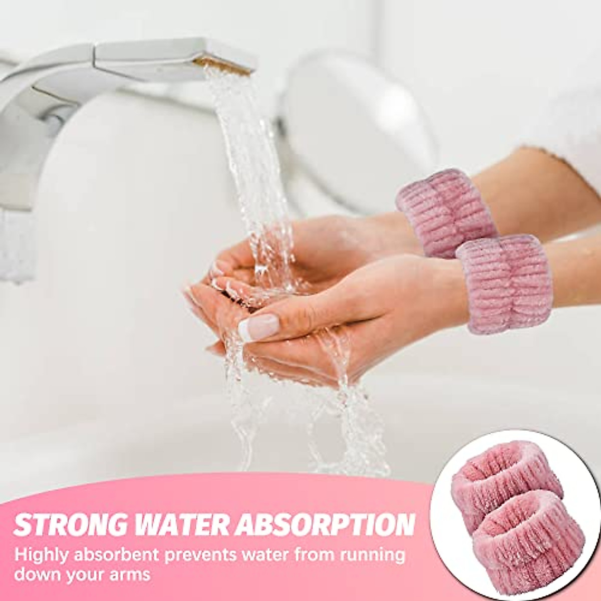 Gosuoa 8 Pcs Spa Face Washing Wristbands,Wrist Washband Microfiber Wrist Towels for Washing Face,Absorbent Wristbands Wrist Sweatband for Women Girls Child,Prevent Liquid from Spilling Down Your Arms