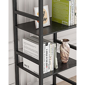 Evermagin 15.7" W Floor Lamp with Shelves, Standing Shelf Lamps for Living Room, 4 Tier Corner Display Book Shelf with Light for Bedroom and Home Decor, Black