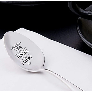 Drink Tea Read Books Spoon-Tea Lover Spoon - Book Lover Gift - Reader Gift-Tea Drinker Present-Graduation Gift- Do Well Exam Theme