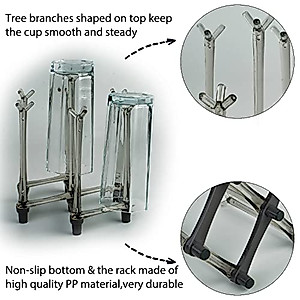 LIANGDONG SHOP Retractable Cup Drying Rack 2 Pcs Set, Drinking Glass & Baby Bottle Drainer Stand, Mug Draining Organizer, Kitchen Countertop Dishes Holder, Gray