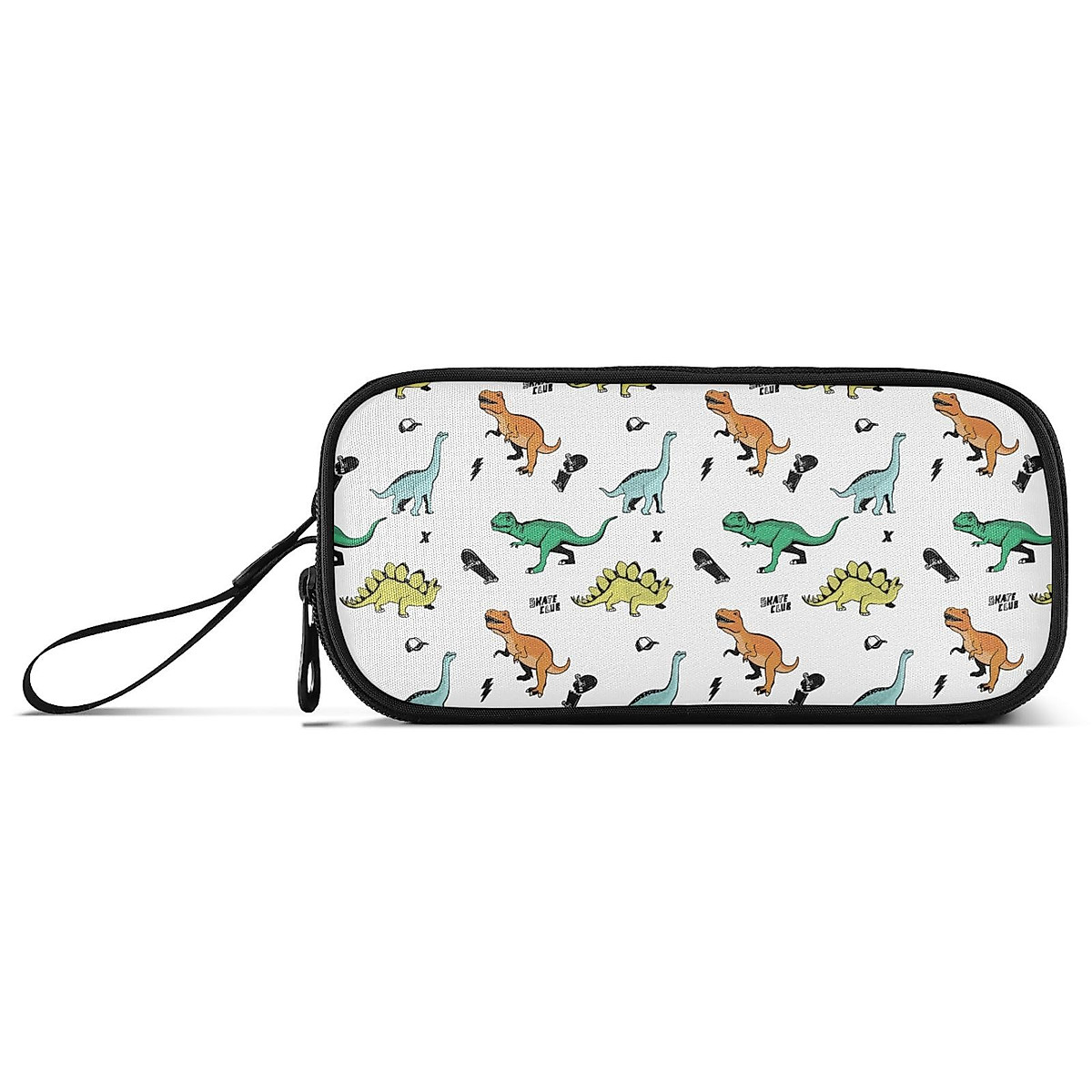 ALAZA Skater Dinosaur Dino Pencil Case Large Capacity,Pencil Pouch Office College Large Storage Pen Bag 3 Compartment Pencil Cases for Women Adults Teen