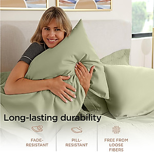 Threadmill Egyptian Cotton Full Size Sheet Set | 100% Certified Egyptian Cotton Sheets for Full Size Bed | Full Bed Sheets Set 16" Deep Pocket | Soft Sateen 4-Piece Cooling Bedding Set | Sage Green