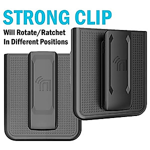 Case with Clip for Galaxy Z Flip 4 5G, Nakedcellphone [Grid Texture] Slim Hard Shell Cover and [Rotating/Ratchet] Belt Hip Holster Holder Combo for Samsung Z Flip4 Phone (SM-F721U, 2022) - Black