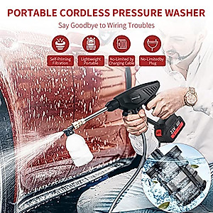 Portable Cordless Power Washer，Mini Cordless Pressure Washer Gun 21v Lithium Battery 160w Power 100bar Portable Car Washer/Garden/Outdoor Cleaning/Extension Bar