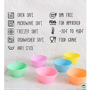 Muffinboi by XNM Creations, Premium Grade Silicone Cupcake and Muffin Liner Molds Baking Cups (Pastel), Pack of 24