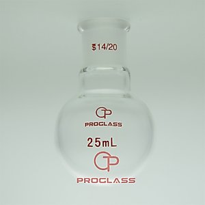 Proglass Glass Single Neck Round Bottom Boiling Flask 25mL with 14/20 Joint
