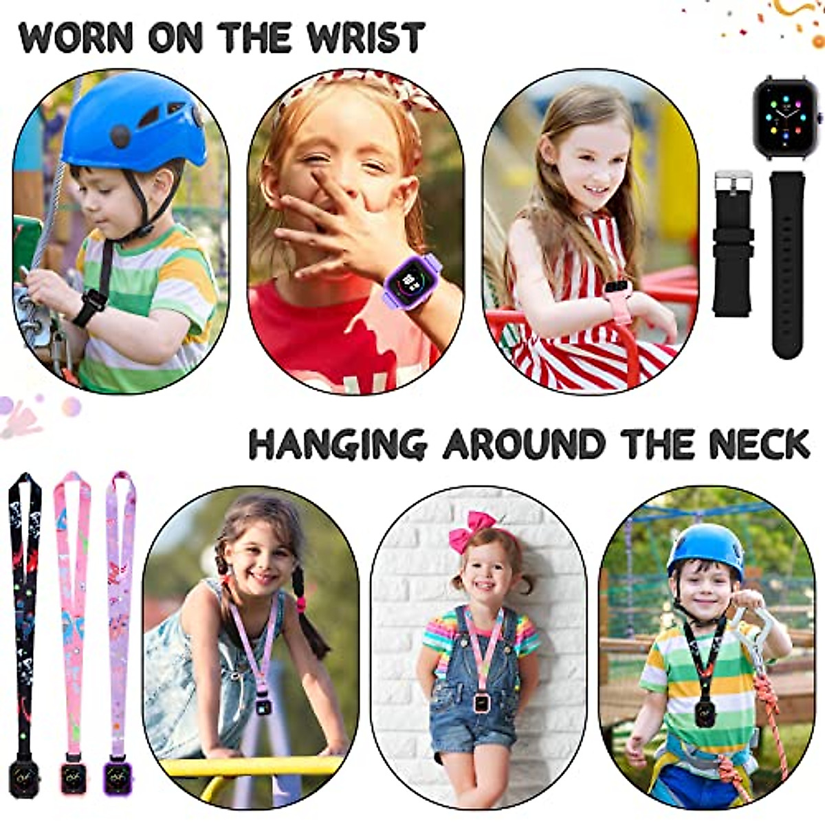 cjc 4G Smart Watch for Kids with SIM Card , Kids Phone Smartwatch GPS Position , Call Voice & Video Chat, SOS, WiFi, Music，Watch with Lanyard for Children Ages 3-12 Ship from US (Black)