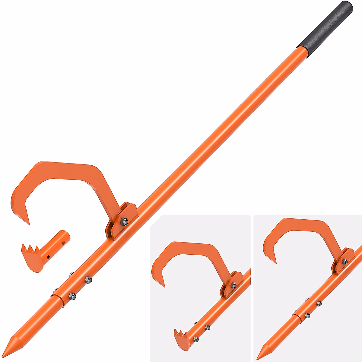 Dolibest 59/65'' Steel Cant Hook Tool, Log Peavey Tool, Cant Logging Tool, Dual Function Log Handler Tool for Rolling and Clamping Logs, with Adjustable Hook and 9.4'' Non-Slip Handle