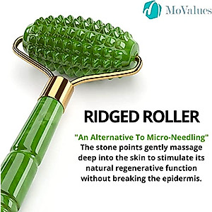 4-in-1 Jade Roller and Gua Sha Set. Jade Face Roller with Eye Massager, Jade Gua Sha, Ridged Roller Massager. Jade Roller For Face Real Jade 100% Jade Stone Roller. Warm Facial Massager or Ice Roller