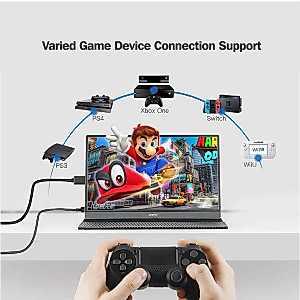 Anmite Portable Gaming Monitor 15.6 Inch Mobile Computer Display External Display for Xbox PS4 Phone with Speakers Type-C USB-C HDMI IPS UHD 1080P LED Screen