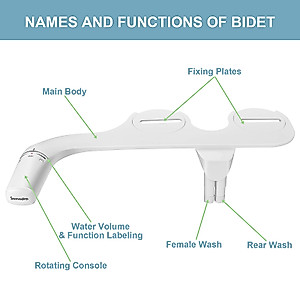 SAMODRA Ultra-Slim Bidet, Minimalist Bidet for Toilet with Non-Electric Dual Nozzle(Frontal & Rear Wash) Adjustable Water Pressure, Fresh Water Bidet Toilet Seat Attachment,Easy to Install
