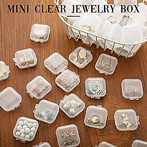 100 Pack Mini Clear Jewelry Box Earring Organizers with Hinged Lid Small Plastic Storage Box for Earrings Chains
