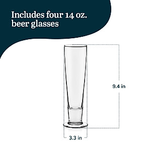 Libbey Stockholm Pilsner Beer Glasses, 14.5-ounce, Set of 4