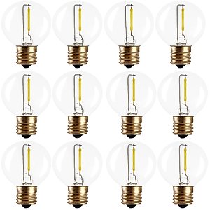 Lxcom Lighting 12pcs G40 LED E17 Edison Bulb, 0.5W Cool White Glass Light Bulbs for String Light, Vintage Filament, Indoor Decoration, AC120V, 6500K, 50LM, 20,000H