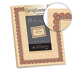 Southworth® Foil-Enhanced Parchment Certificates, 8 1/2" x 11", 24 lb, Copper/Red/Brown, Pack of 25