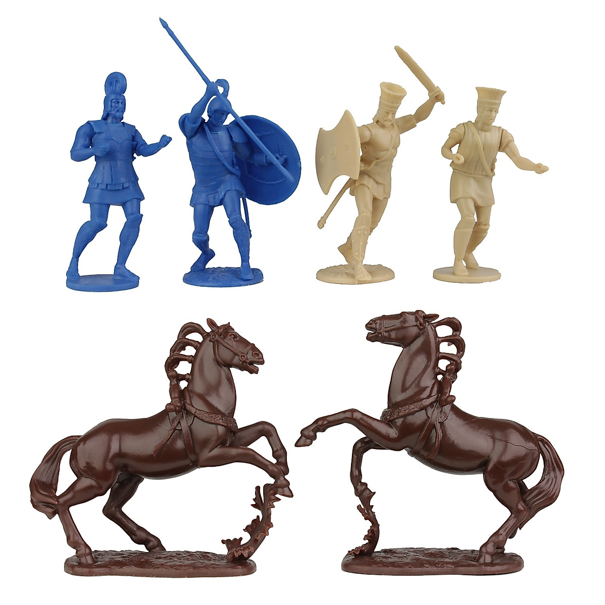 LOD Trojan War Greek vs Trojan Chariot Playset: 12 BLUE TAN 1:30 Plastic Figures