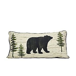 Donna Sharp Throw Pillow - Painted Bear Lodge Decorative Throw Pillow with Bear Pattern - Rectangle