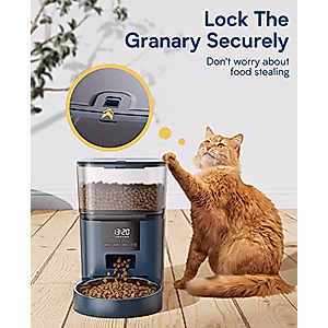 oneisall Automatic Cat Feeders, 17 Cup Timed Dry Food Dispenser for Cats Dogs Pets with Programmable Portion Control, Up to 50 Portions, 6 Meals per Day, Voice Recorder