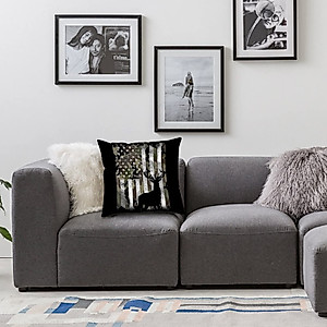 Opahxa5 American Flag Camo USA Deer Throw Pillow Case Square Cozy Pillow Cover Home Decor for Living 18 x 18-Inch