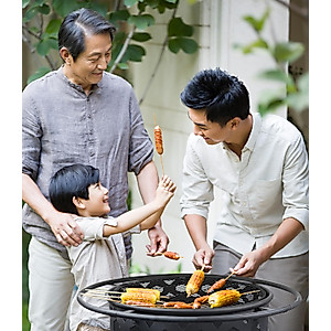 Bettermade 2 in 1 Fire Pit for Outside, 30in Wood Burning Outdoor Firepits with Spark Screen for Camping, Bonfire, Garden, Picnic, Includes Poker & Cooking Grate for Backyard Patio BBQ