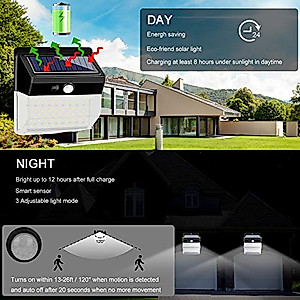 Solar Wall Lights Outdoor, 136 LED Motion Sensor Security Light, Waterproof Backyard Light for Front Door, Garden Driveway Porch Walkway Pool Patio Deck, Yard, Garage (2 Pack)