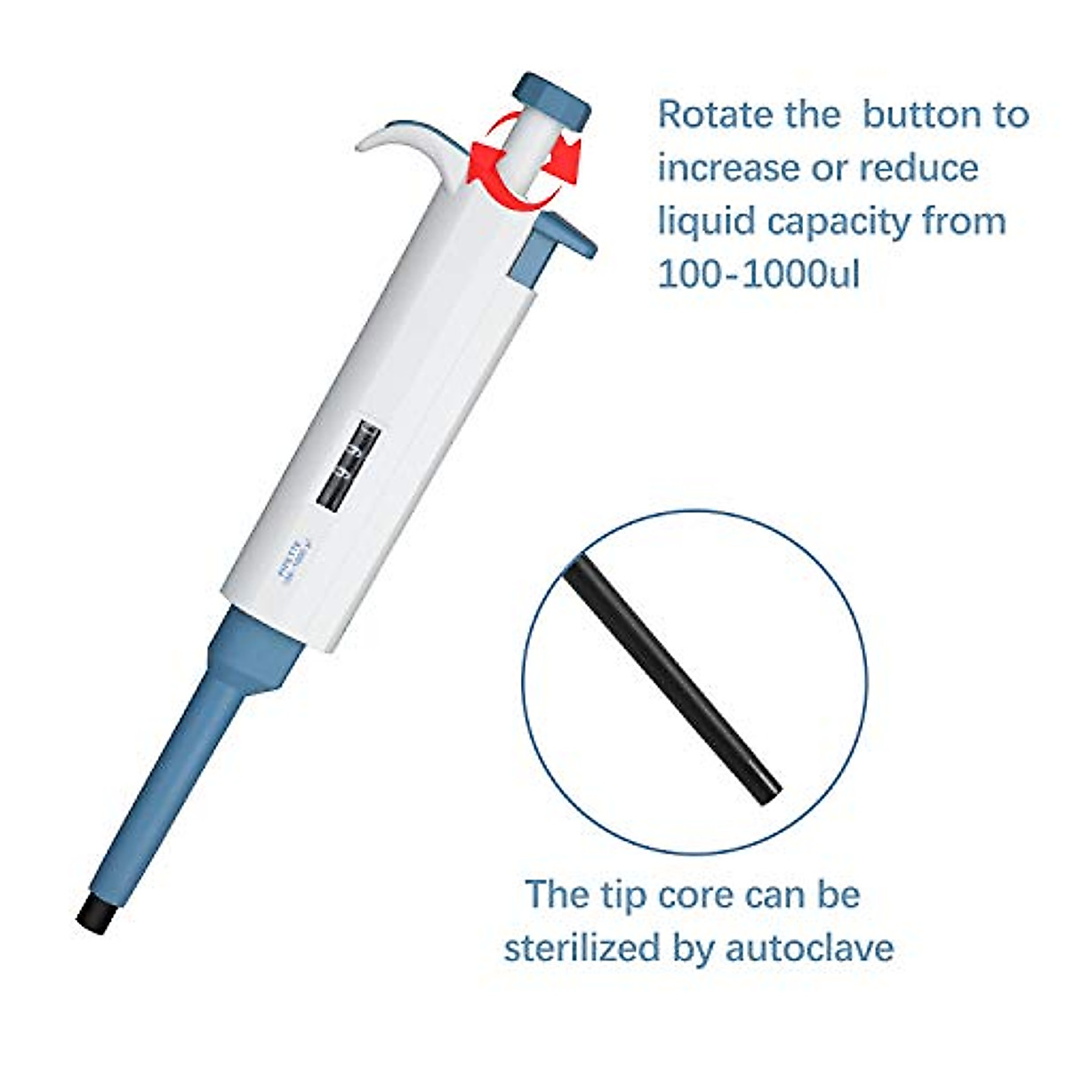 NestEcho Lab Single-Channel Pipettor,Adjustable Pipette 100-1000ul microliter Volume