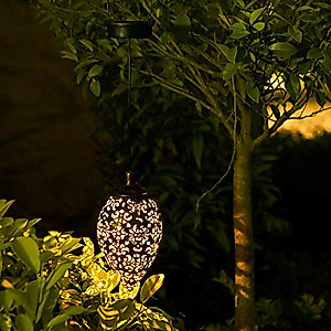 Hanging Solar Lights, Tomshine Solar Lantern LED Moroccan Garden Lights Metal Lamp Waterproof for Outdoor, Patio, Porch Hanging Decor