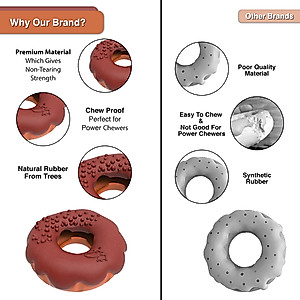 FIERY FREE Indestructible Dog Toys for Aggressive Chewers - Durable & Tough Dog Toys for Large Dogs - Donut Shape Dog Chew Toys for Aggressive Chewers - 2 in 1 Dog Treat Toys & Dog Chew Toy (Brown)