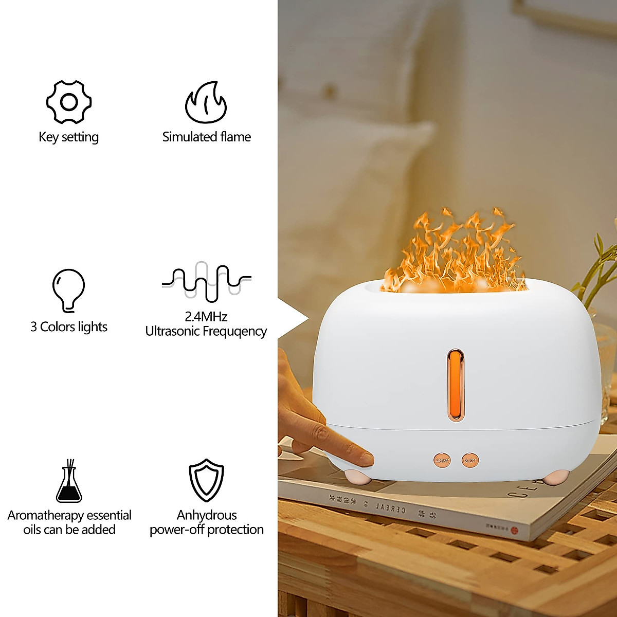 Wokuya Cute Desktop Humidifier, Cool Mist Humidifiers for Bedroom,Multi Color Lights, Ultra Quiet Operation, Auto Shut-Off, Desk Mini Air Humidifiers for Home Office(Cat, Purple)