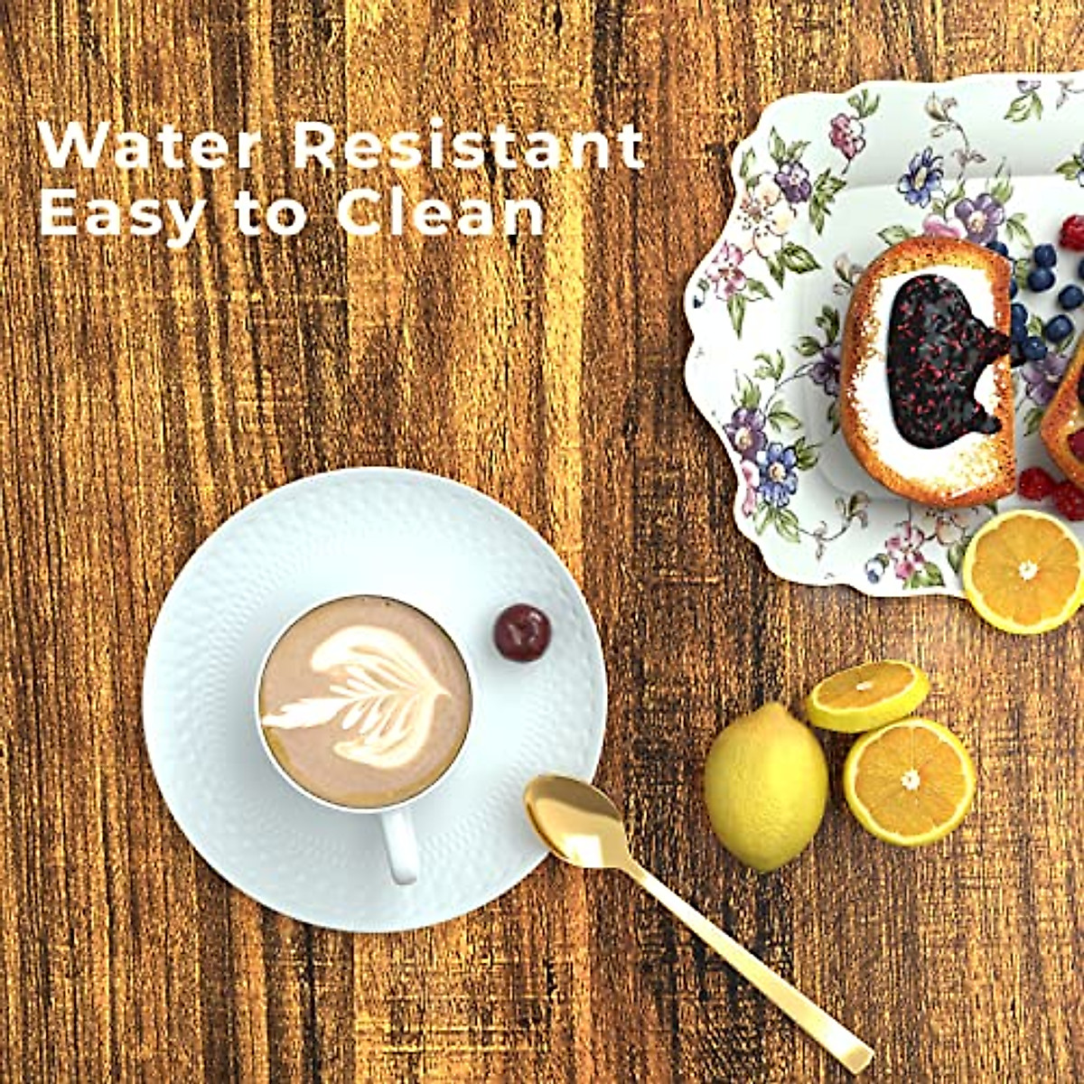 GreenForest Coffee Table with Round Corner, Farmhouse Center Table with 2-Tier Storage Shelf X-Frame Design for Living Room, 39 inch Walnut