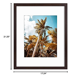 Frametory, 16x20 Picture Frame with Mat for 11x14 Picture- - High Definition Glass Wide Molding - Preinstalled Wall Mounting Hardware (Brown, 2 Pack)