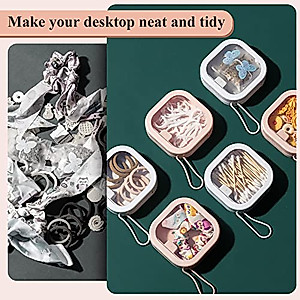 6 Pcs Hair Tie Organizer Qtip Dispenser Bathroom Storage Organizer Cotton Swab Holder Portable Travel Qtip Holder Cotton Swabs Dispenser Kids Hair Accessory Box with Lid for Bathroom (Pink, White)