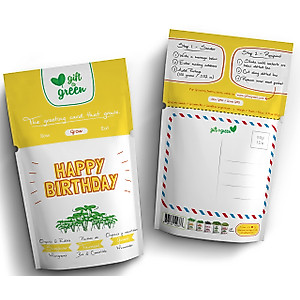 GIFT A GREEN HAPPY BIRTHDAY Greeting Card Greeting Cards with Organic Microgreens! Just Like A Post Card, Simply Mail and Recipient Gets to Grow & Eat | Cards for All Occasions | 1 PACK
