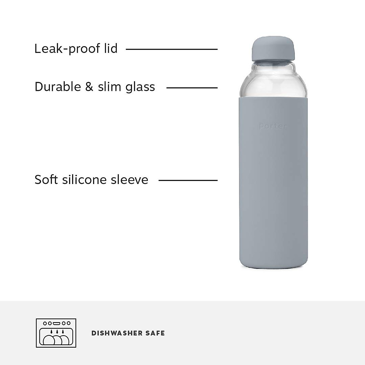 W&P Porter Glass Water Bottle w/ Protective Silicone Sleeve | Terazzo Cream 20 Ounces | On-the-Go | Reusable Bottle for Coffee, Tea and Water | Portable