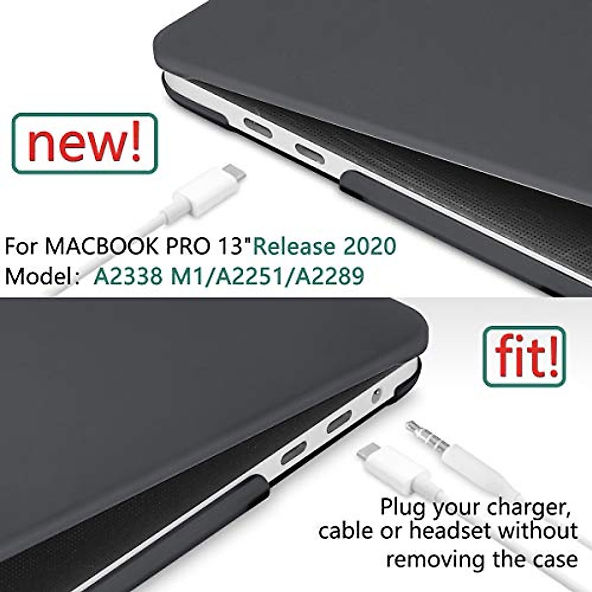DONGKE for MacBook Pro 13 inch Case 2022 2021 2020 Release Model: A2338 M2/M1 A2251 A2289, Plastic Hard Shell Case & Keyboard Cover Only Compatible with MacBook Pro 13 Touch Bar, Matte Black