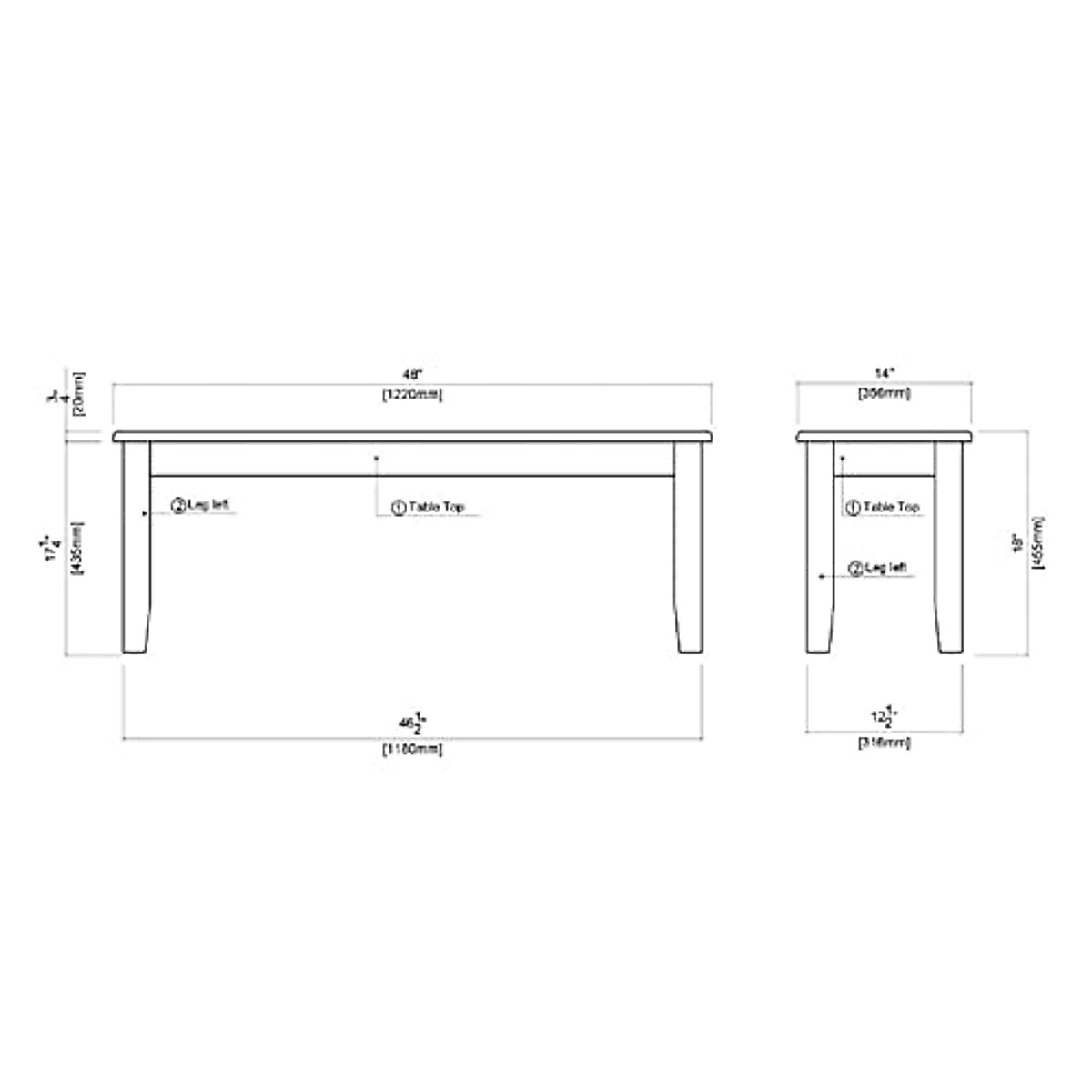 Boraam Bloomington Bench, Black/Cherry