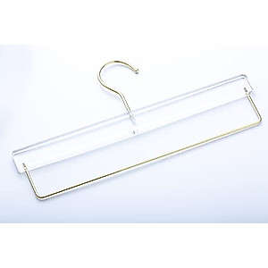 HomeCube USA Elegant Acrylic Clear Hangers with Gold Hook, Heavy Duty Clothes Hanger for Adult (5, Pant Hanger)